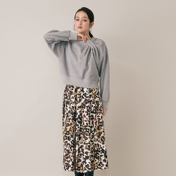 アシンメトリーショルダータックラメスウェット | レディース